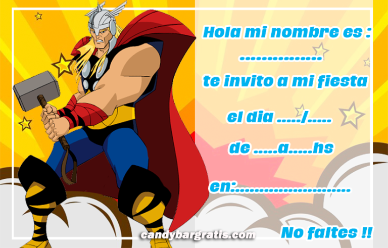 Kit imprimible gratis Avengers Thor candy bar | Candy Bar Gratis